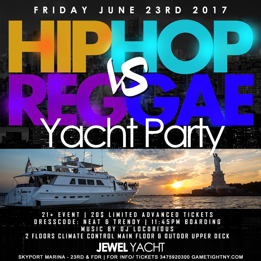 Jewel Yacht Hip Hop vs Reggae Party at Skyport Marina - StageBuddy.com